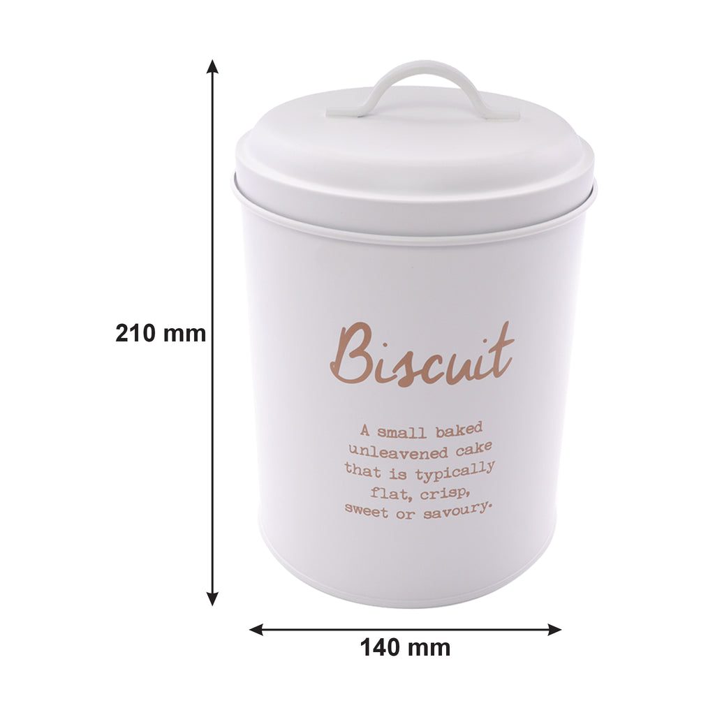 REGENT BISCUIT CANISTER WHITE WITH GOLD PRINT, 140MM DIA – HCS Home and ...