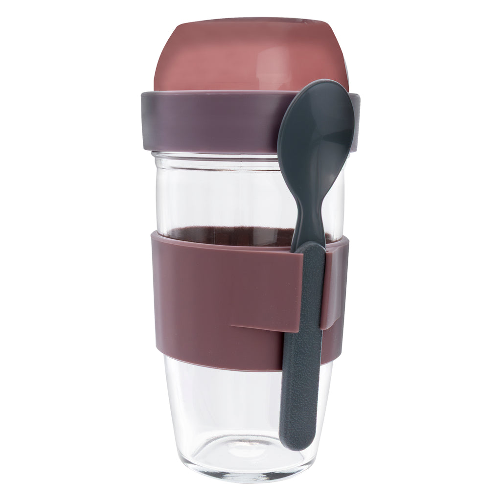 CONSOL LUGO LAYER LUX CUP WITH PURPLE PLASTIC LID AND GREY SPOON, 480M ...