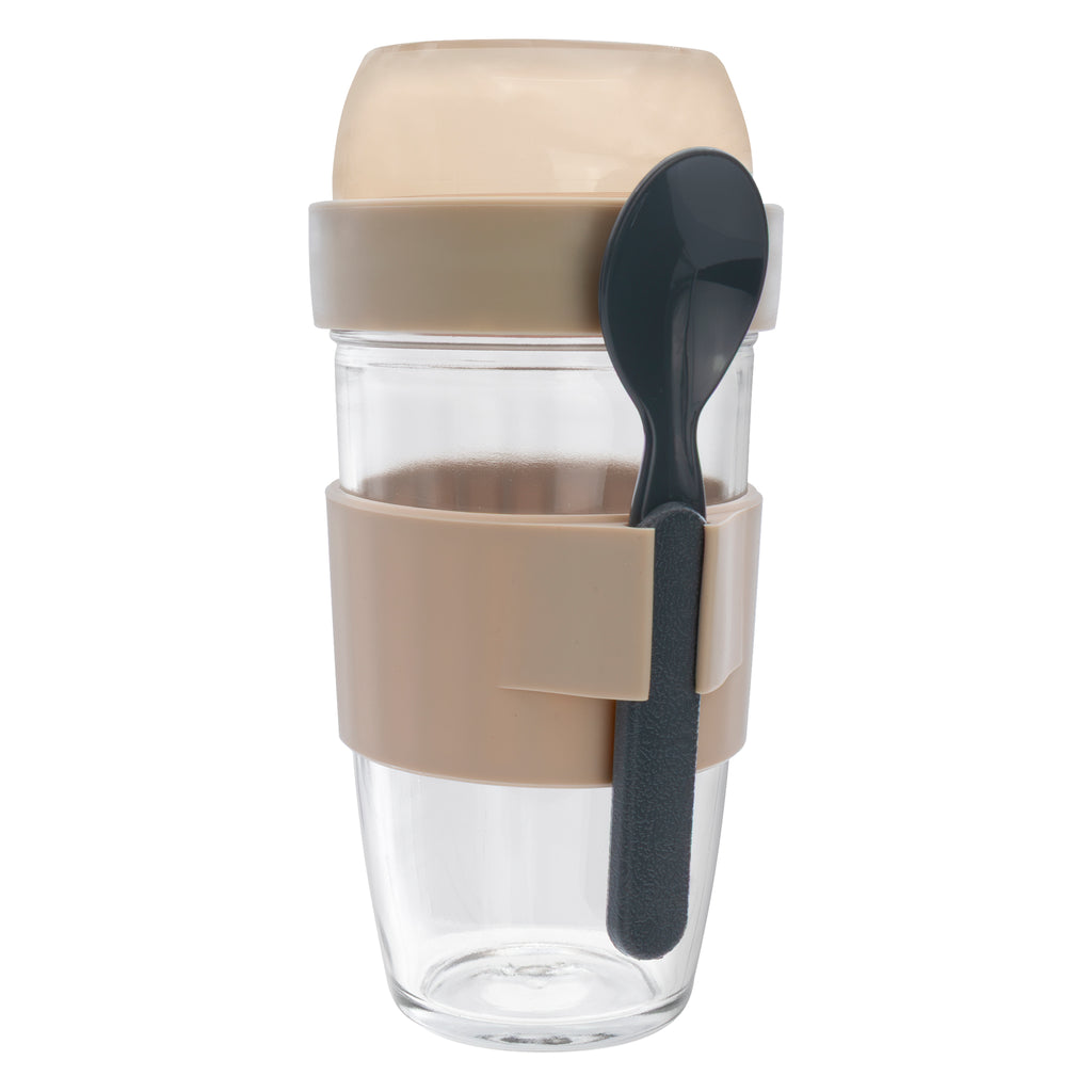 CONSOL LUGO LAYER LUX CUP WITH BEIGE PLASTIC LID AND GREY SPOON, 480ML ...