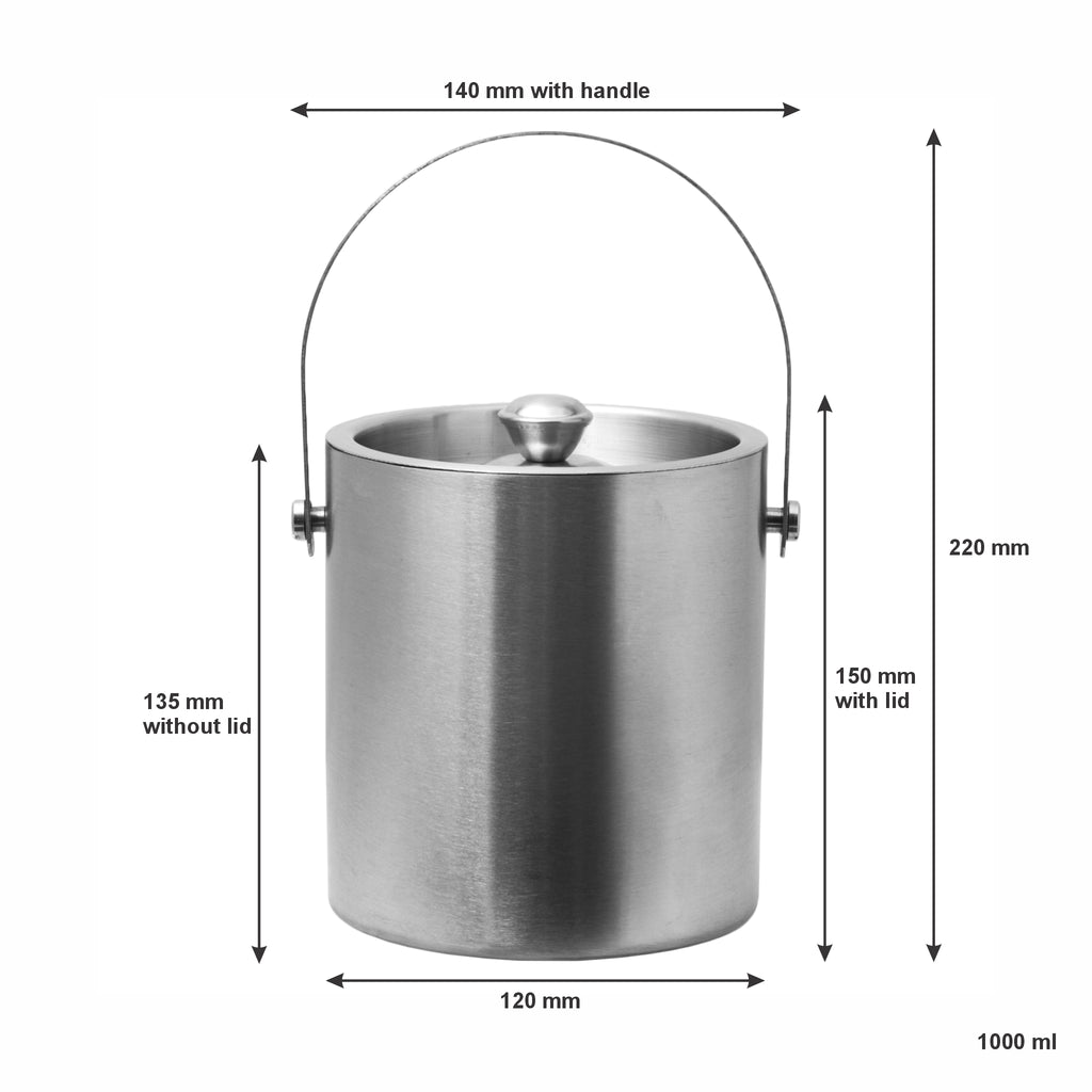 BAR BUTLER DOUBLE WALL ICE BUCKET WITH LID ST STEEL, 1L – HCS Home and ...