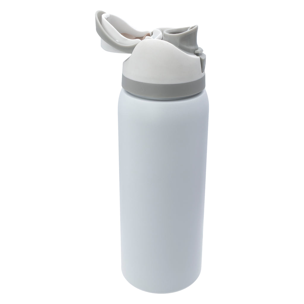 REGENT TRAVEL VACUUM FLASK STAINLESS STEEL WITH SIP STRAW WHITE, 960ML ...