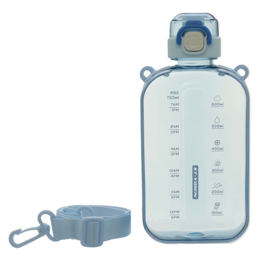 REGENT RECTANGULAR TRANSPARENT WATER BOTTLE PLASTIC WITH STRAP PASTEL ...