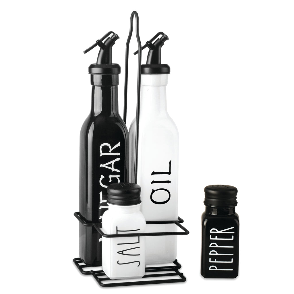 REGENT GLASS BLACK AND WHITE CONDIMENTS IN A CADDY 5PK SET, 250ML l 85 ...