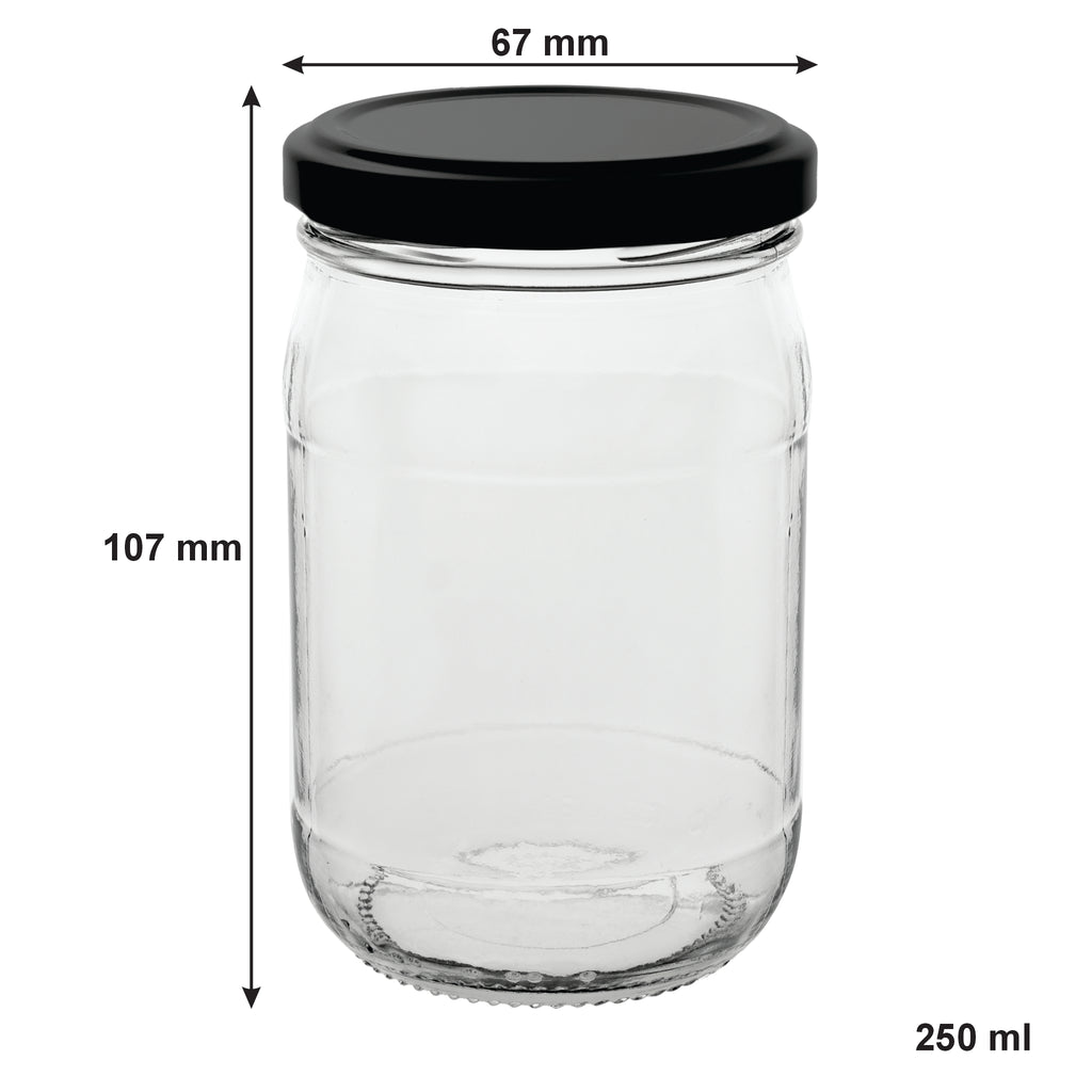 CONSOL FARRAGO JAR WITH BLACK LID 6 PACK, 250ML (107X67MM DIA) – HCS ...