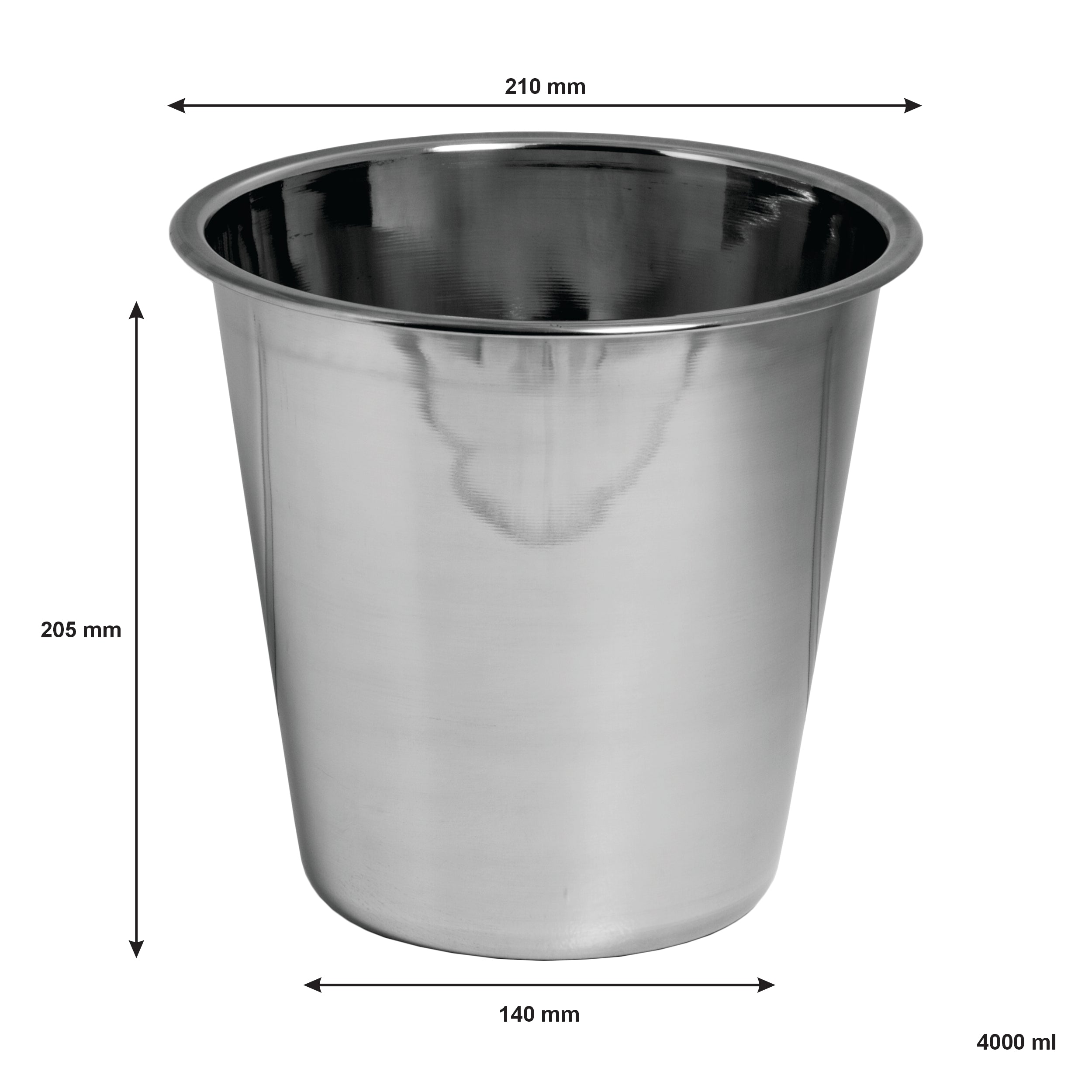 BAR BUTLER ICE BUCKET WITHOUT HANDLES STAINLESS STEEL, 4LT (215MM DIAX ...