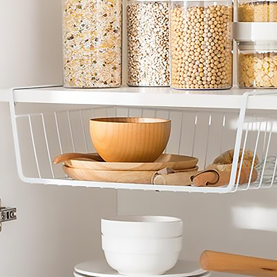 KITCHEN UNDER SHELF WIRE BASKET WHITE, (340X260X130MM) – HCS Home and ...