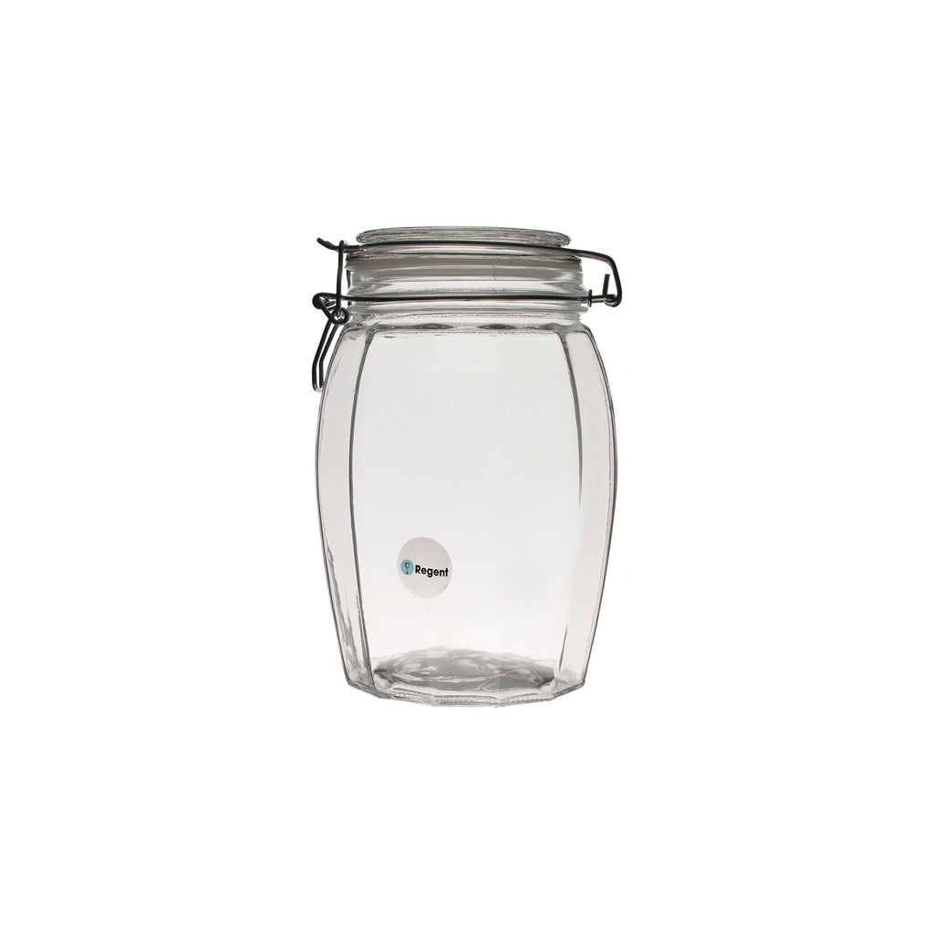 Regent Faceted Hermetic Glass Canister With Clip Seal And Glass Lid 1 Hcs Home And Catering