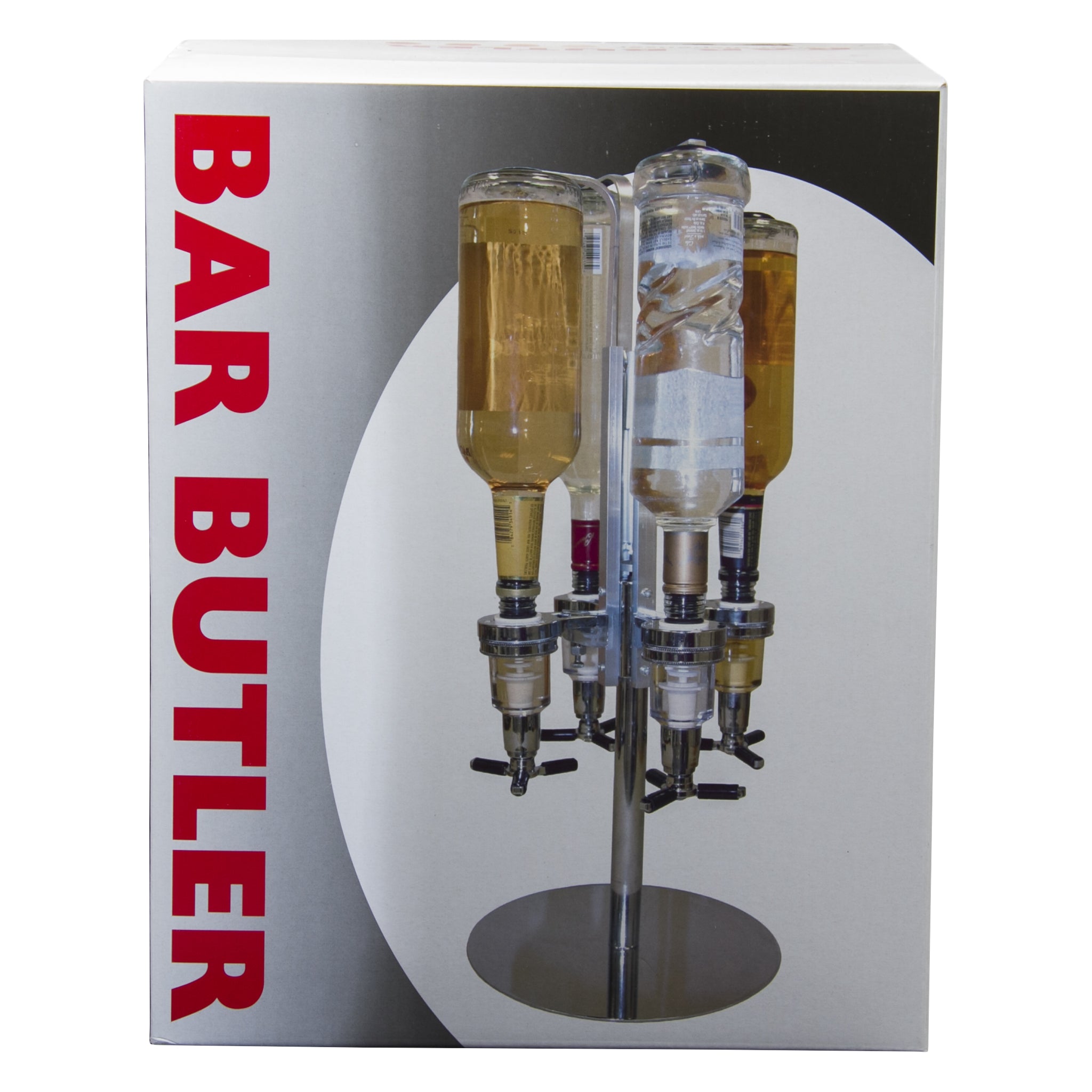 BAR BUTLER 4 BOTTLE TOT MEASURE DISPENSERS 25ML ON A ROTARY STAND, (24 ...