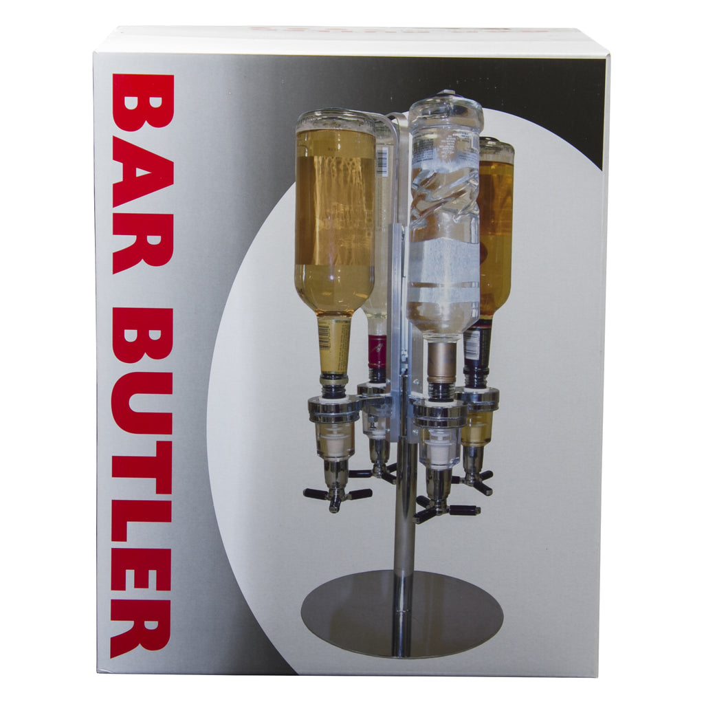 BAR BUTLER 4 BOTTLE TOT MEASURE DISPENSERS 25ML ON A ROTARY STAND, (24 ...