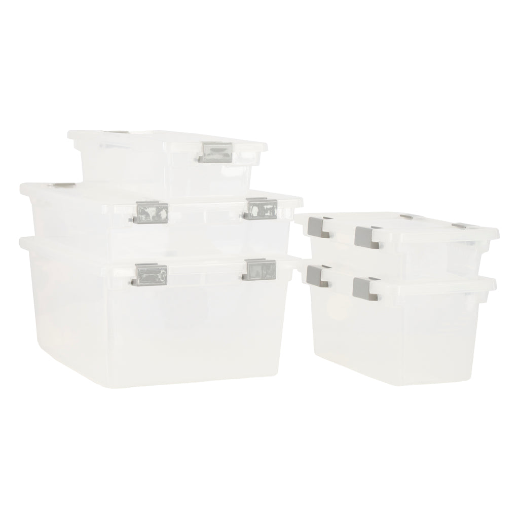 REGENT STOREAWAY PLASTIC CLIP DEEP BOX LARGE, CLEAR & GREY, 355X280X16 ...
