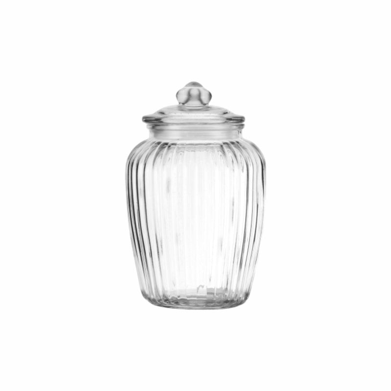 REGENT ROUND RIBBED GLASS JAR WITH GLASS LID, 2.35LT (240X155MM DIA ...