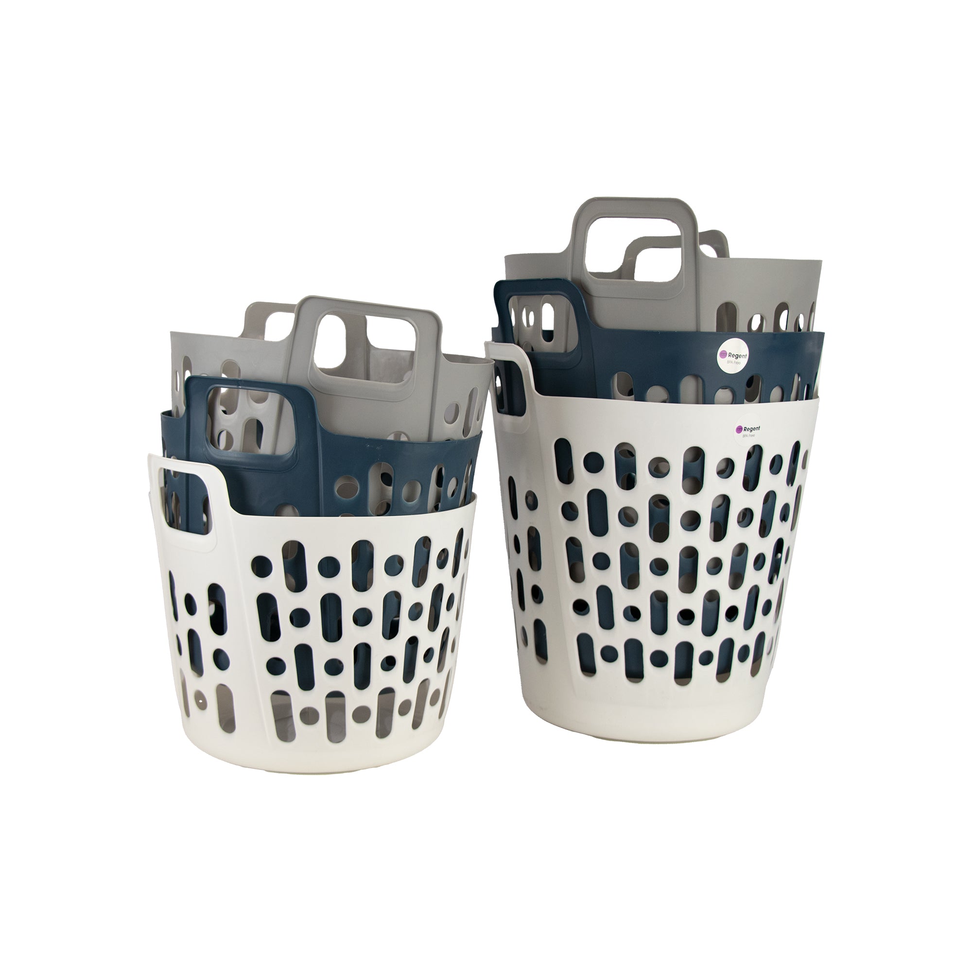 REGENT PLASTIC ZEUS ROUND FLEXI LAUNDRY BASKET LARGE, 45LT AST. BLU, L ...