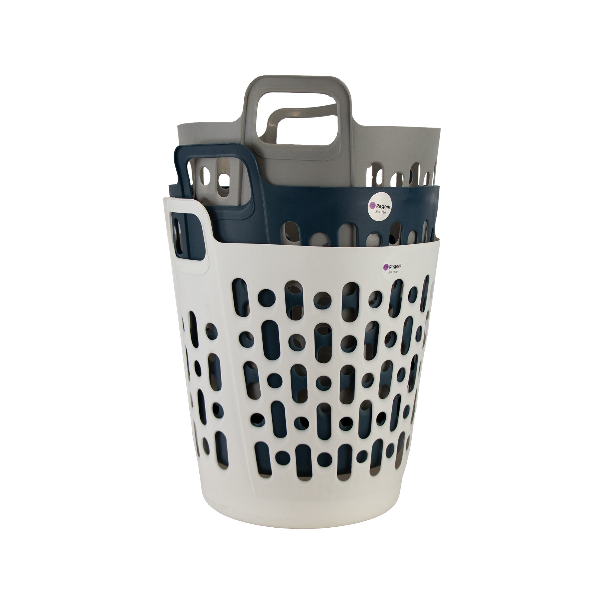 REGENT PLASTIC ZEUS ROUND FLEXI LAUNDRY BASKET LARGE, 45LT AST. BLU, L ...